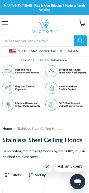 victoryrangehoods.com/collections/stainless-steel-ceiling-mount-range ...