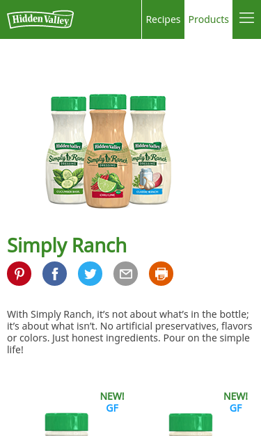 www.hiddenvalley.com/products/bottled-dressings/simply-ranch SEO Report ...