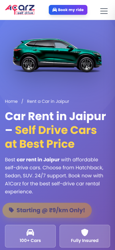 a1carzselfdrive.com/car-rent-in-jaipur SEO Report | SEO Site Checkup