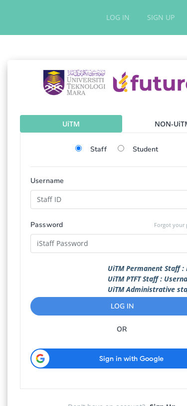 ufuture.uitm.edu.my/login SEO Report | SEO Site Checkup