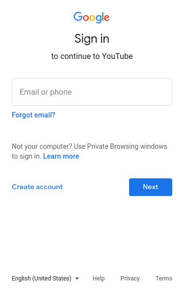 Accounts.google.com Servicelogin?service=youtube&uilel=3&hl=en&continue