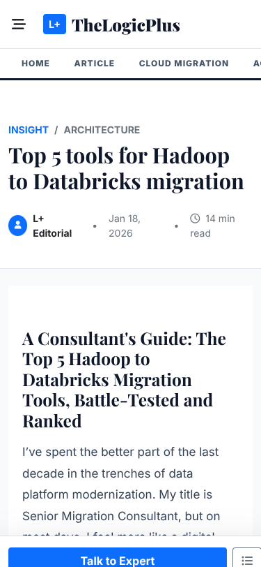 thelogicplus.com/migration/hadoop-to-databricks/top-5-tools-for-hadoop ...